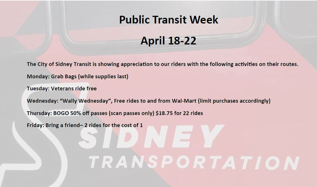 Sidney Transportation offers deals for Public Transit Week - PANHANDLE ...